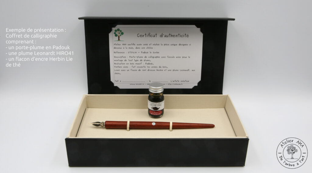 Coffret calligraphie : porte plume artisanal (avec plume et encre) en ...
